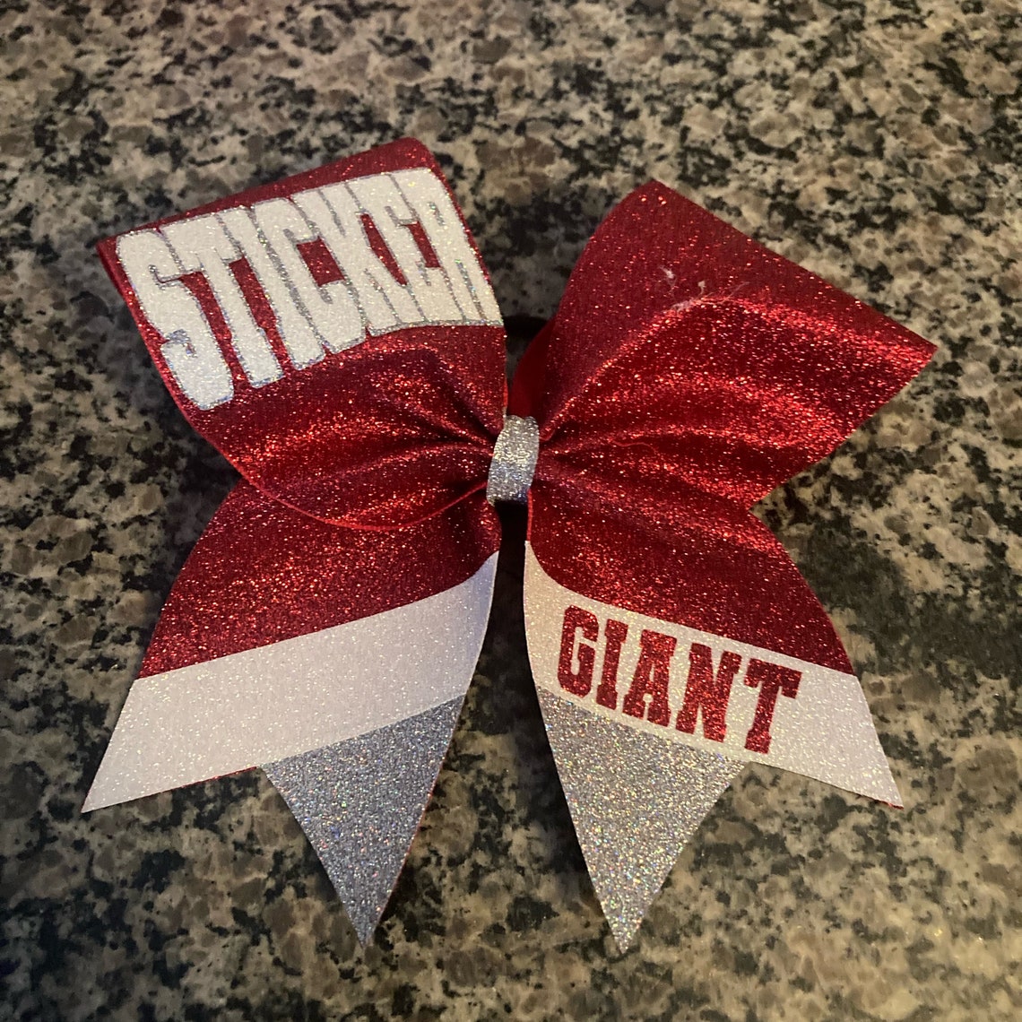 Navy Cheer Bow in Full Glitter. Colored Triangles Inner Corner With ...