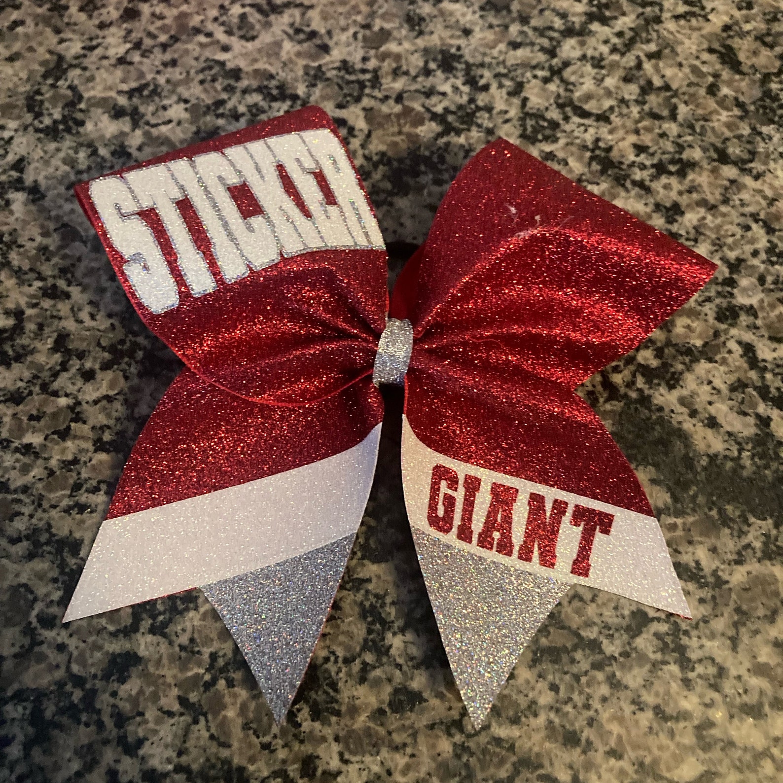 Navy Cheer Bow in Full Glitter. Colored Triangles Inner Corner With ...