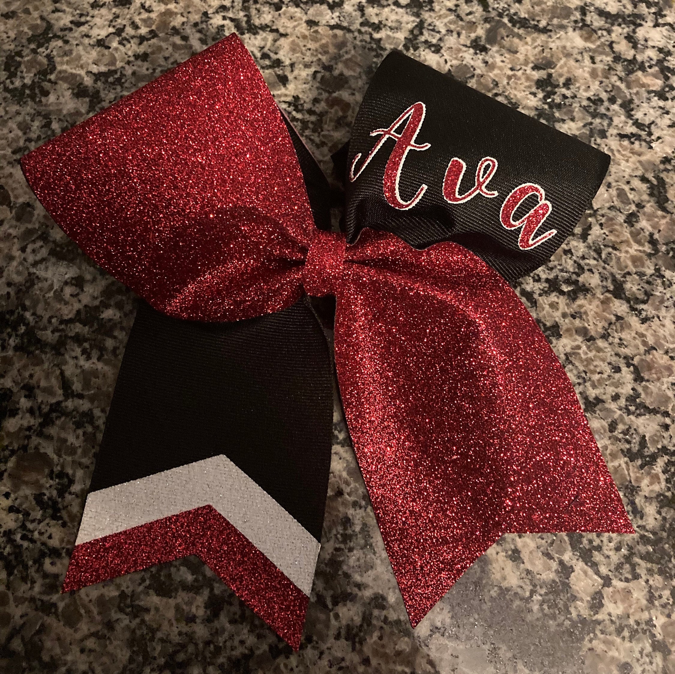 Captain Cheer Bow / Any Text on Bow / Navy and White Cheer Bow | Etsy