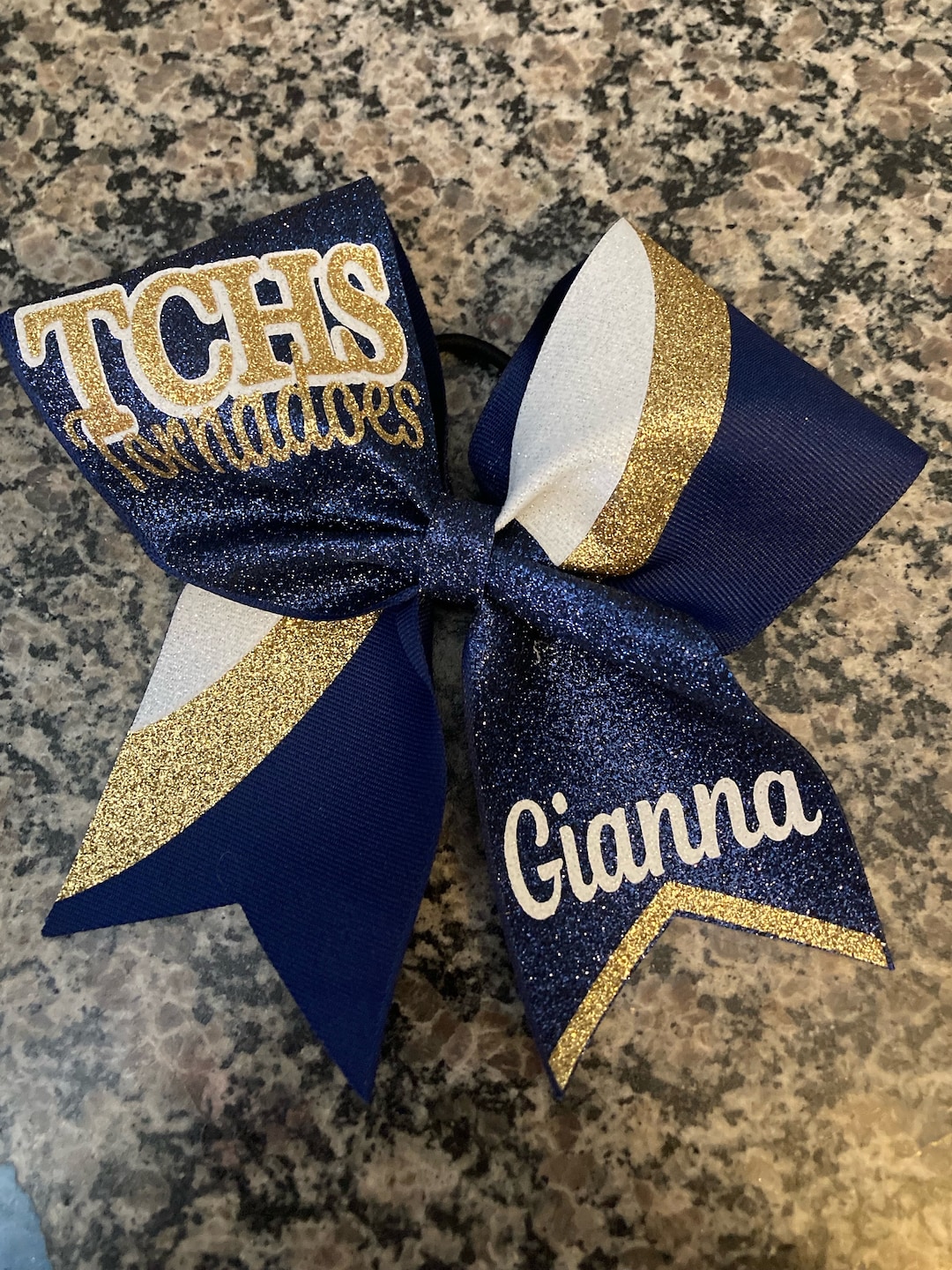 Navy Ang Gold Custom Cheer Bow. Swish Design. Great Gameday Cheer Bow ...