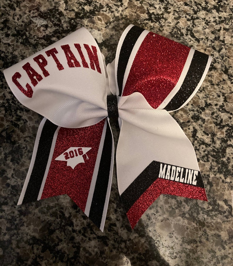 Captain Cheer Bow/ Your Text on Cheer Bow/ Senior Cheer Bow/ - Etsy