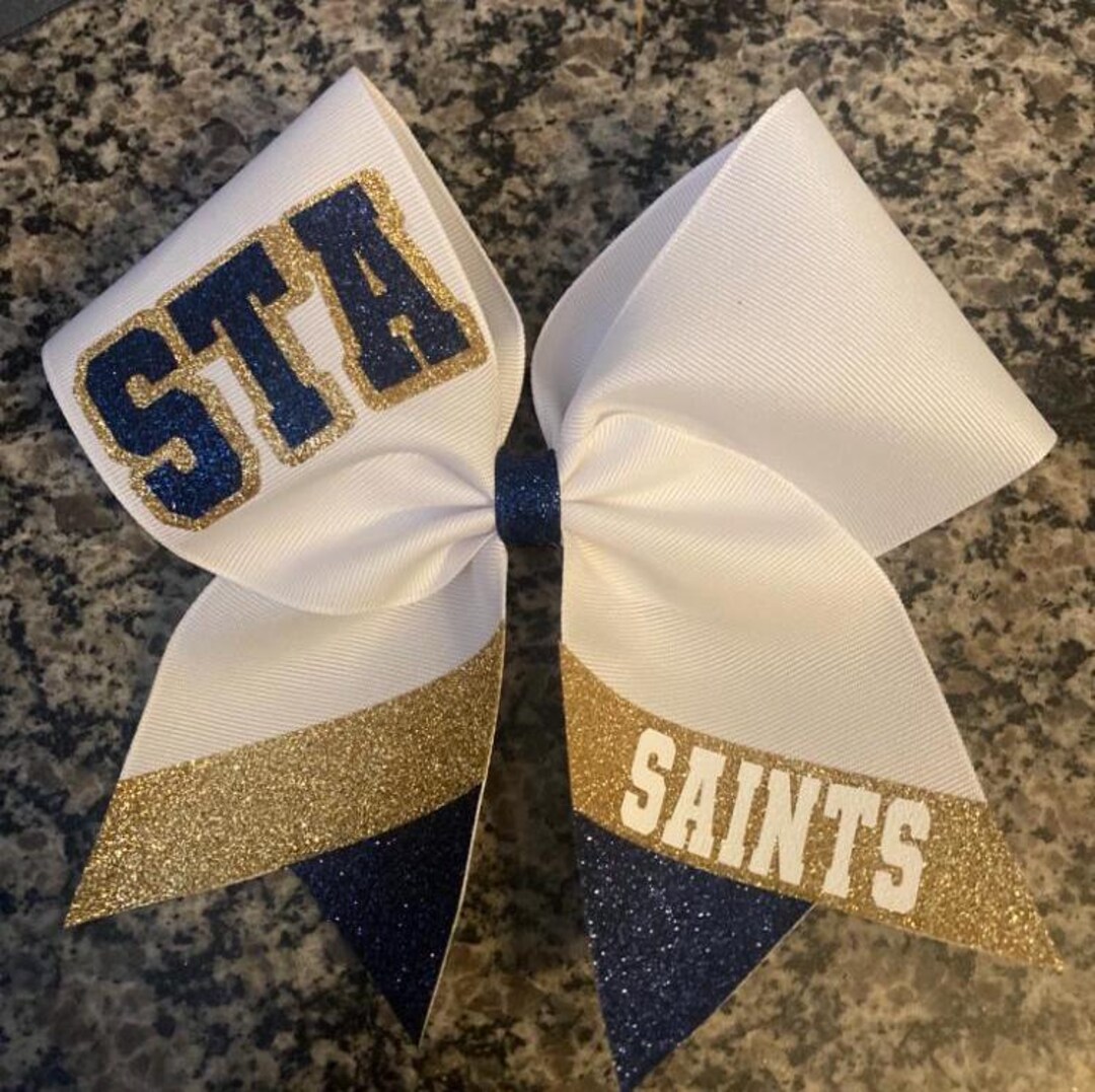 Navy and Gold Cheer Bow – Custom Cheerleading Hair Bow for Game Day ...