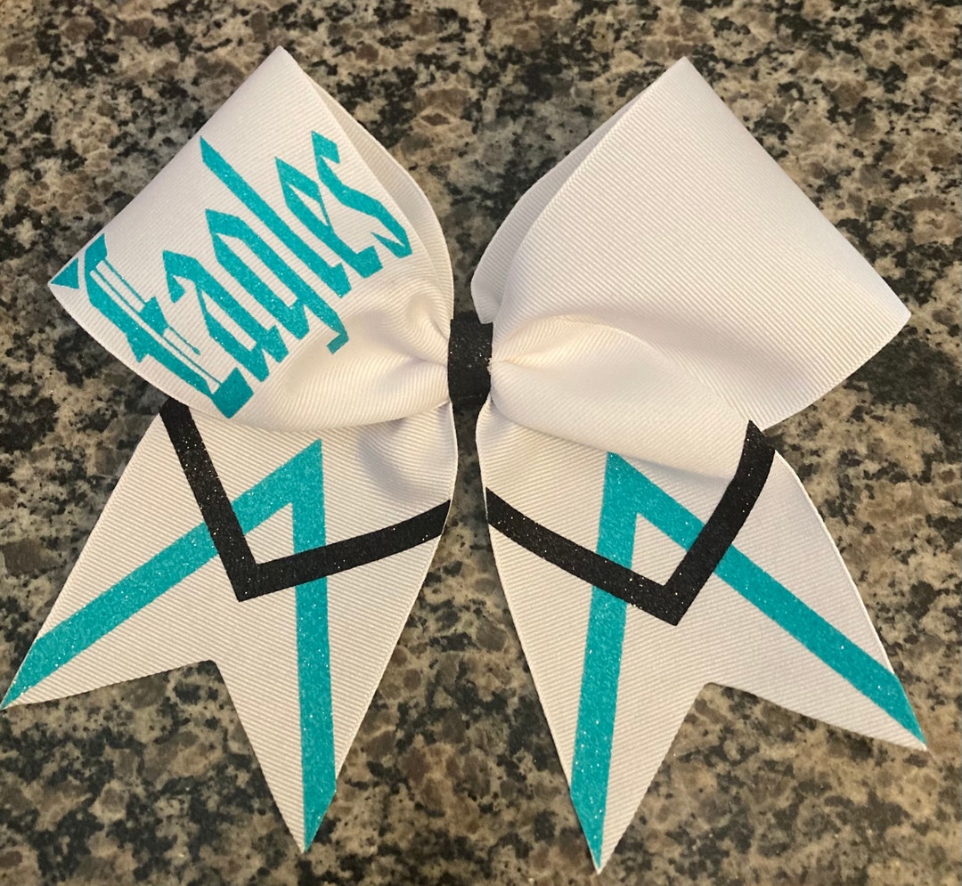 Teal Cheer Bow + Custom Team Cheer Bows With High V Chevron Design. - Etsy