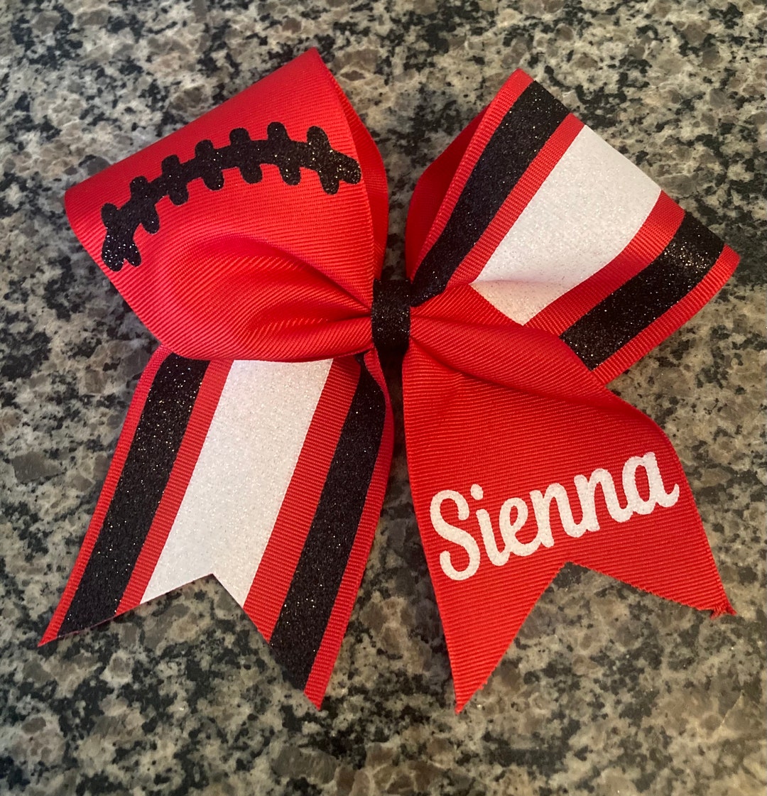 Football Cheer Bow With Laces. Red Black and White Custom Cheer Bow ...