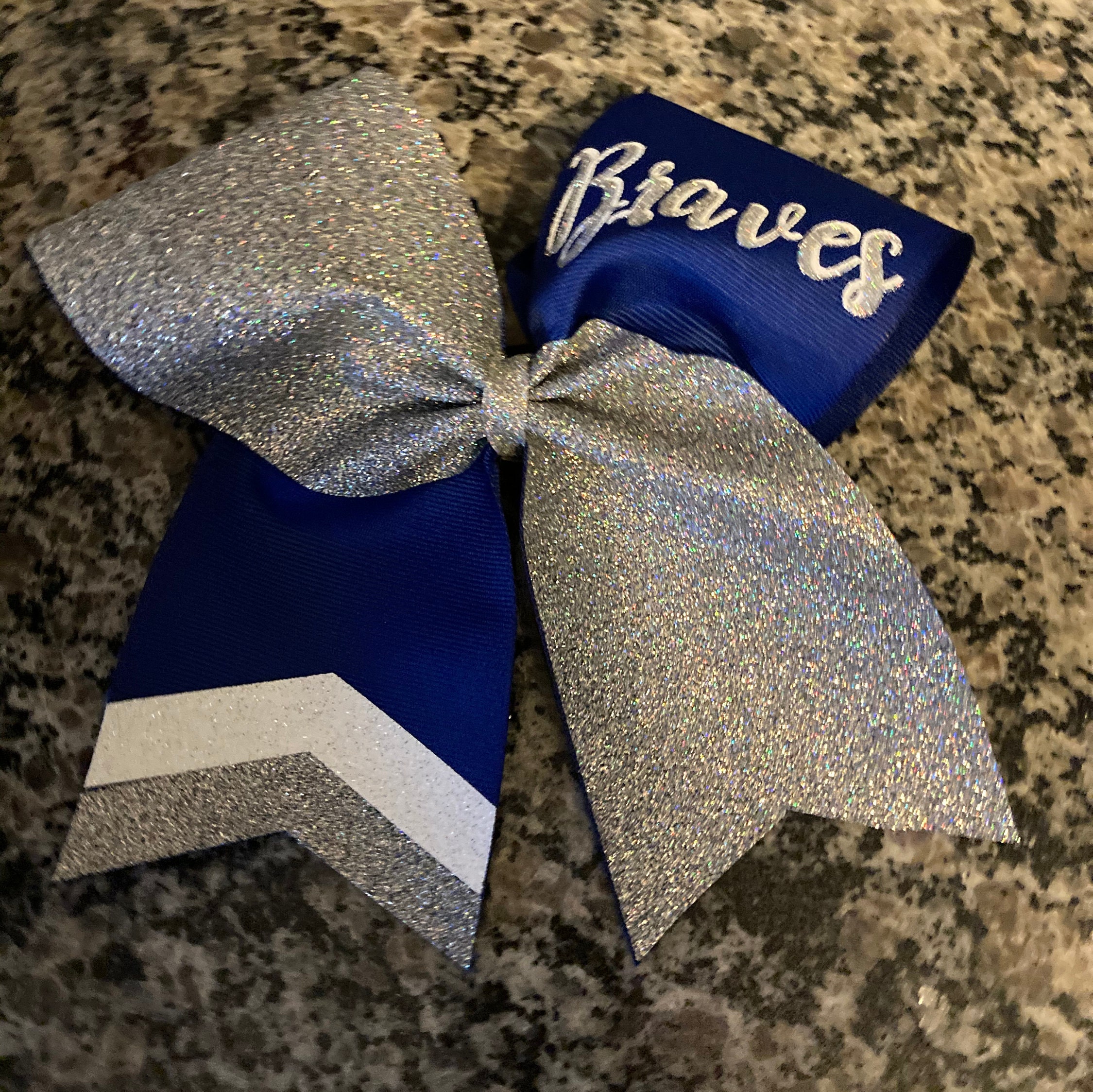 Captain Cheer Bow / Any Text on Bow / Navy and White Cheer Bow | Etsy