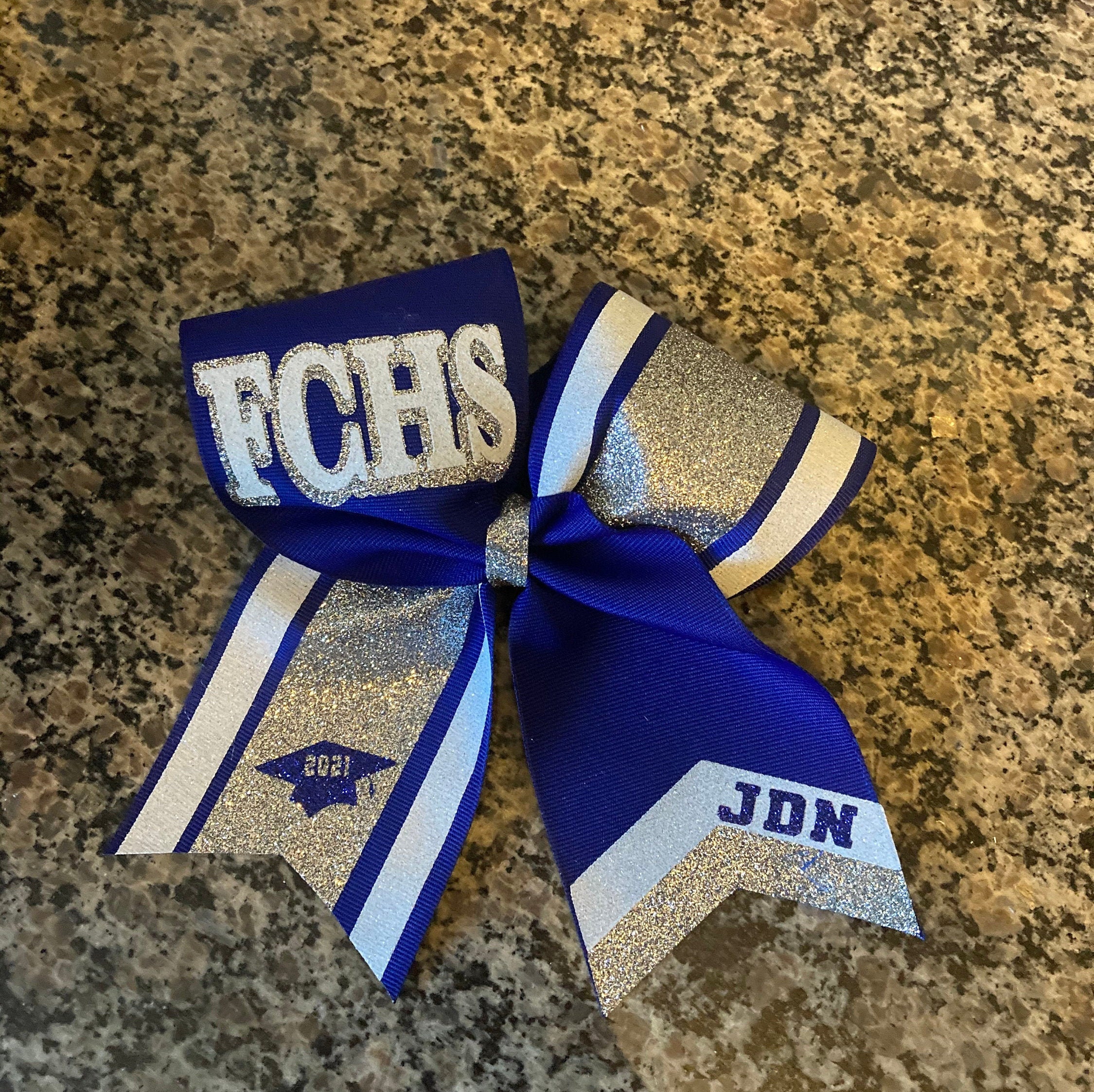 Custom Team Cheer Bow: Royal Blue, Silver, Personalized - Etsy