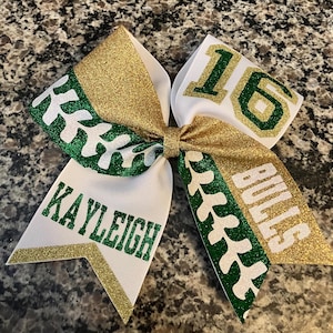 Softball Bow With Number and Player Name. Tournament Bows. Hot Pink ...