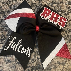 Cheer Bow With Colored Corners, Custom Team Bows, Red Black and White ...