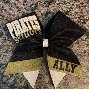 Navy Cheer Bow in Full Glitter. Colored Triangles Inner Corner With ...