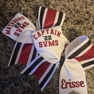 Captain Cheer Bow /custom Cheer Bow/ Senior Cheer Bow/ Any Text on Bow ...
