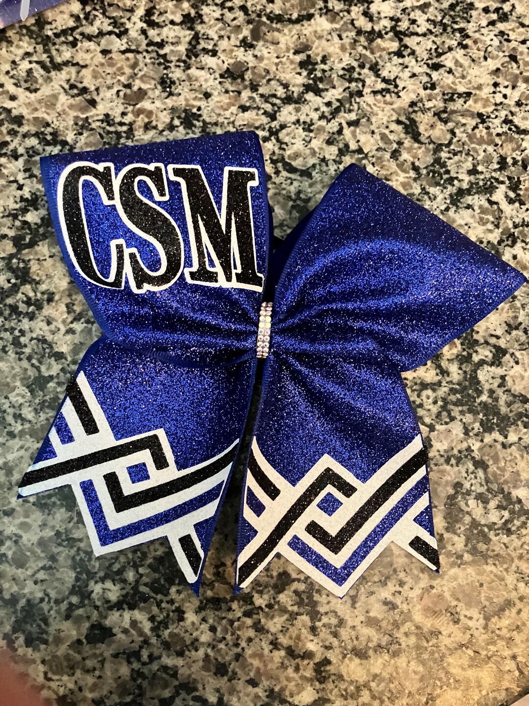Royal Blue and Black Glitter Cheer Bow - Beautiful Details and ...