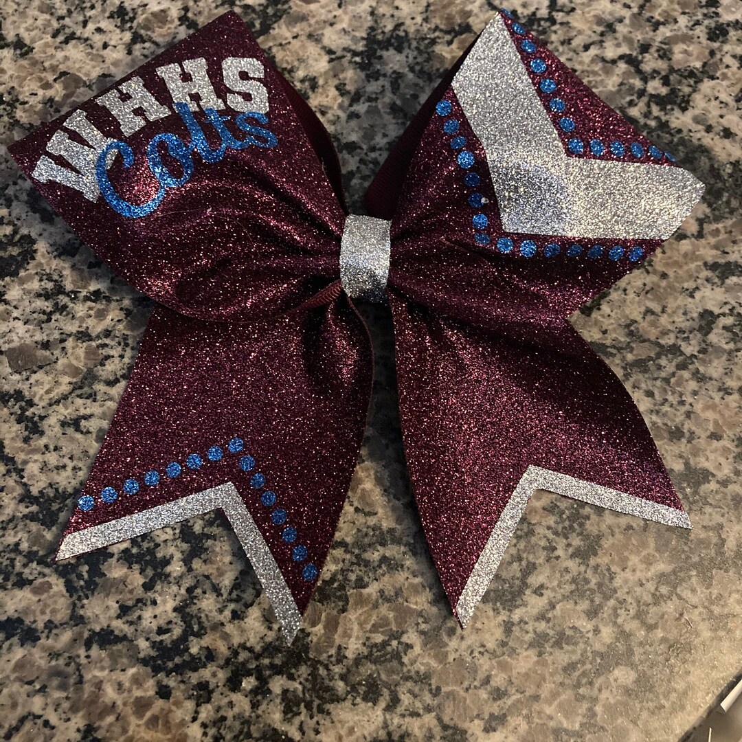 Burgundy Maroon Cheer Bow, Glitter Cheer Bow With Spangles, Custom Bows ...