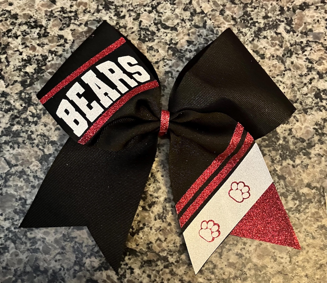 Cheerleading Bow With Paw Print, Cheerleading Accessories, Team Spirit ...
