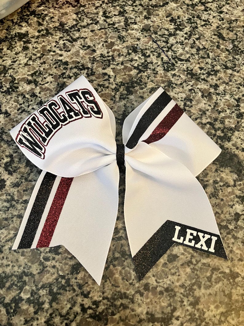 Custom Team Cheer Bow With Glitter Accent - Beautiful Sparkling Spirit ...