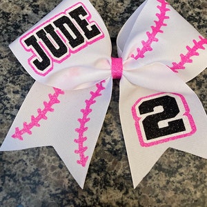 Softball Bow/ Custom Softball Bows, Number on Bow, Softball Number Bow ...
