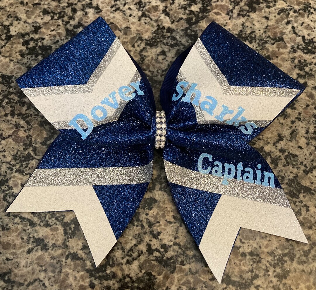 Navy Cheer Bow/ Custom Cheer Bows in Your Team Colors. Chevron Design ...