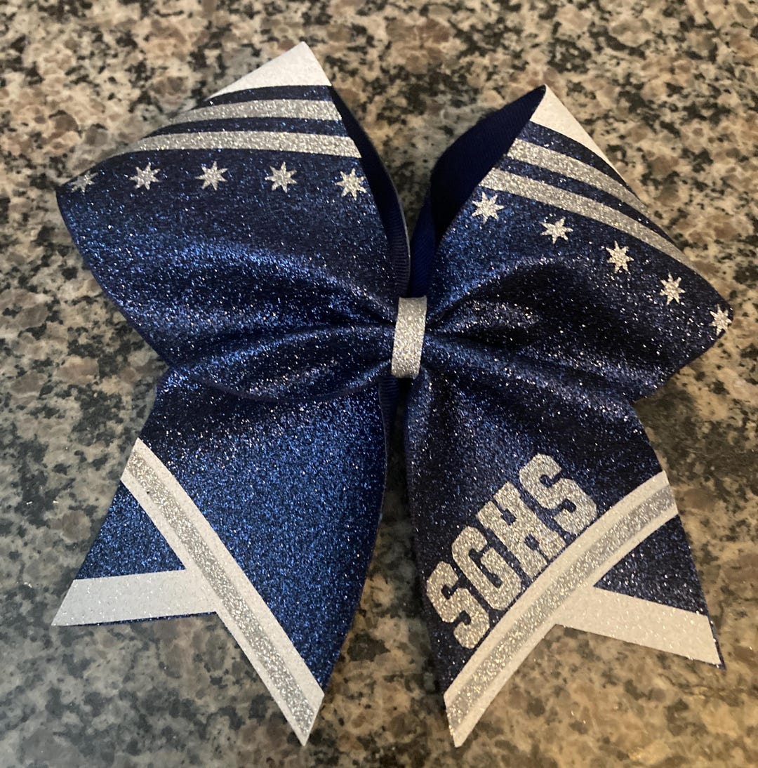 Navy Cheer Bow /full Glitter Cheer Bow / Custom Competition Cheer Bow ...