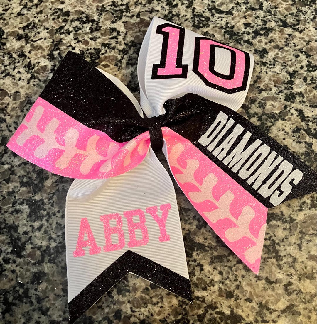 Softball Bow With Number and Player Name. Tournament Bows. Hot Pink ...