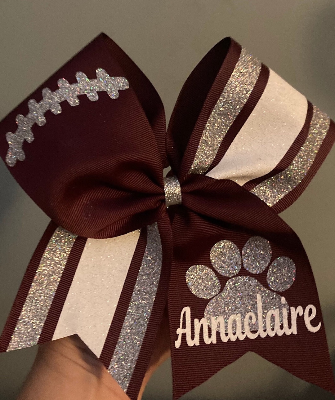 Football Cheer Bow/ Custom Cheer Bow/ Gameday Bow/ Football Laces Bow ...