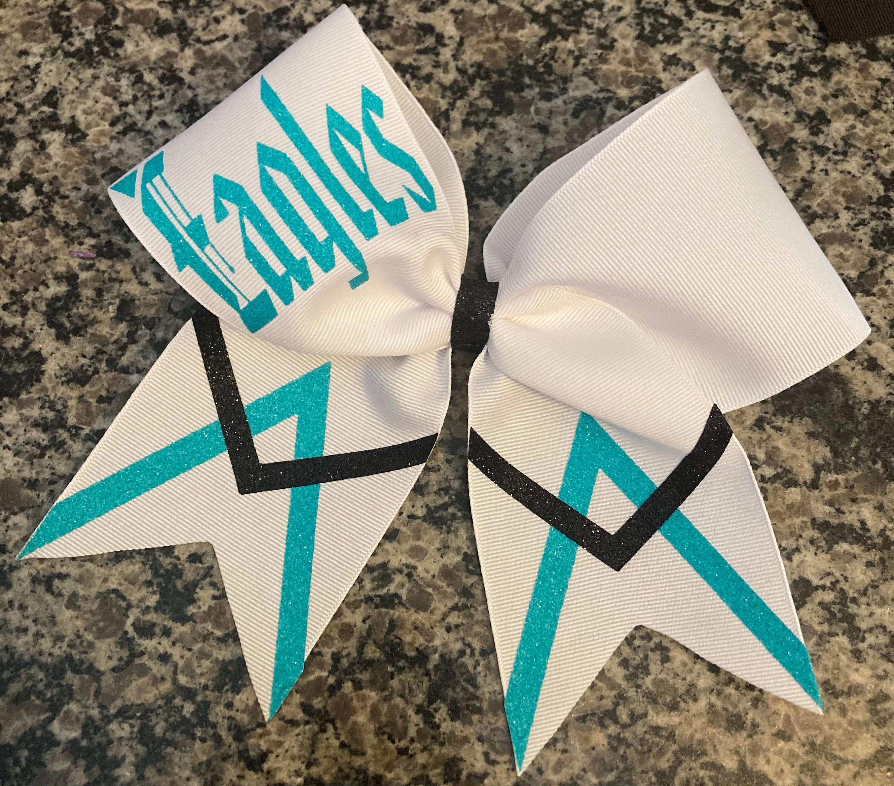Teal Cheer Bow + Custom Team Cheer Bows With High V Chevron Design. - Etsy