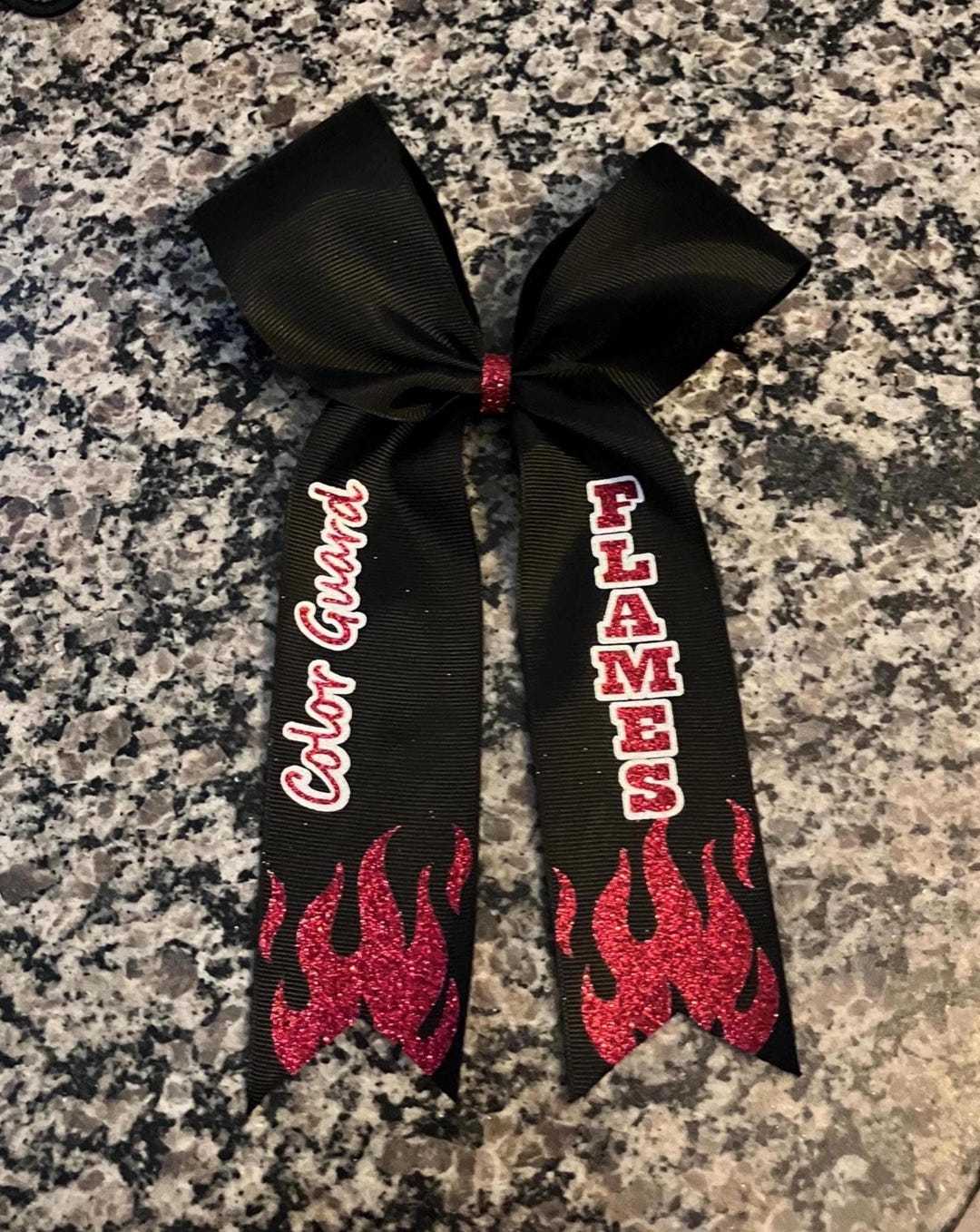 Collegiate Long Tail Bow- Cheer, Dance, Color Guard - Flames Bow - Etsy