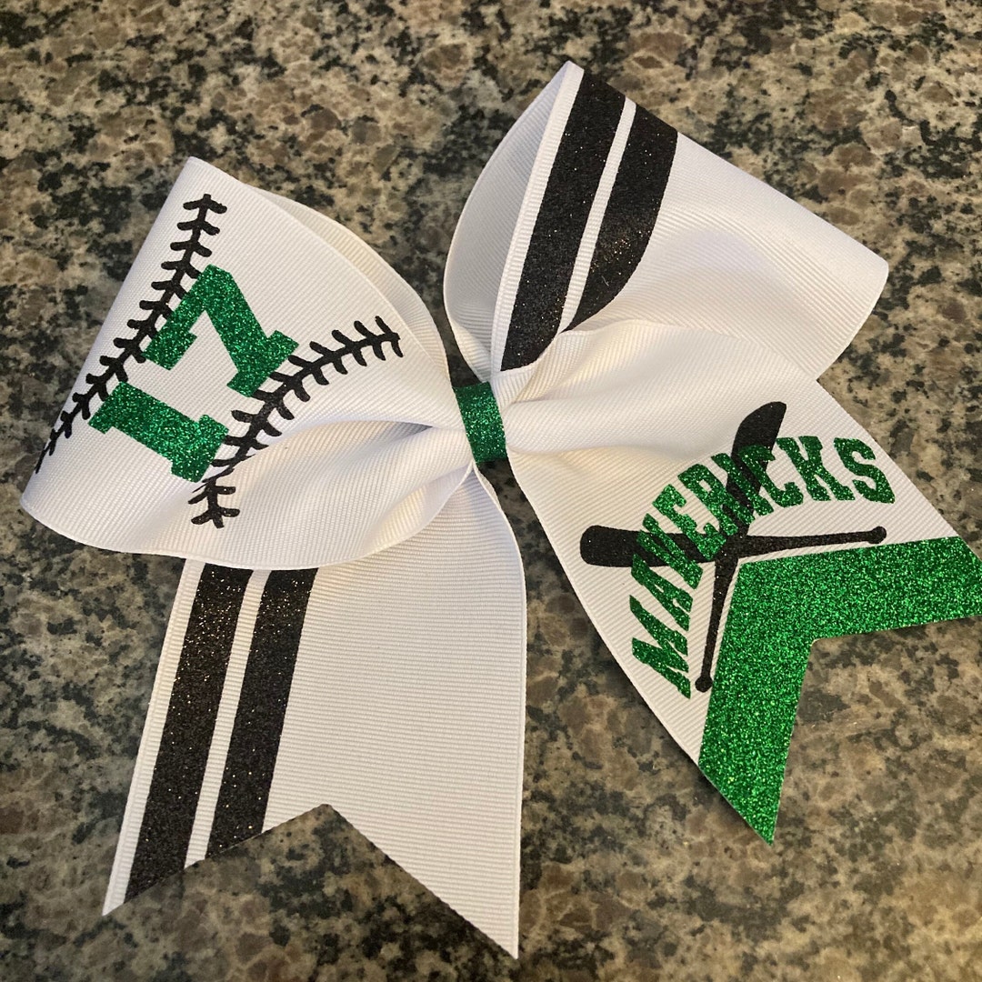 Softball Team Cheer Bow Softball Bow With Player Name and Number ...