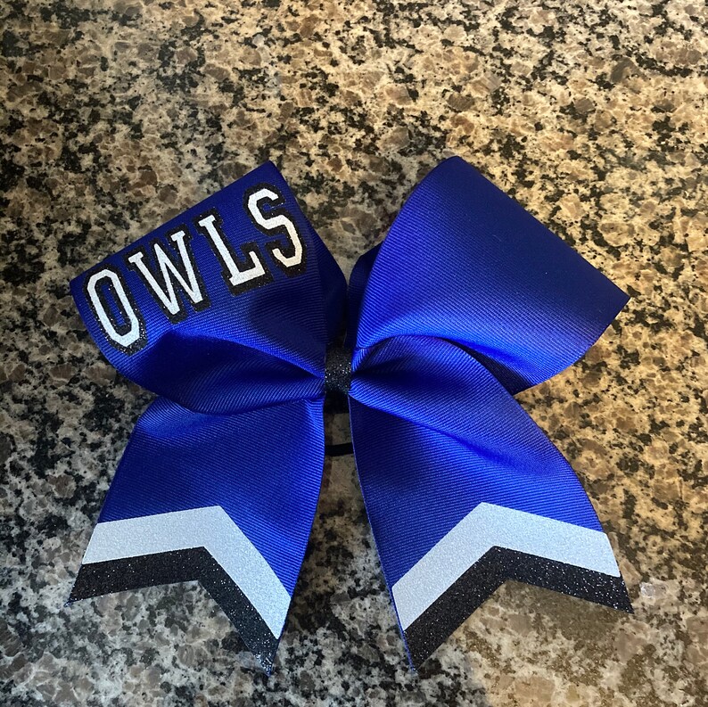 Cheer bow with chevron tails and outlined name/Fully | Etsy