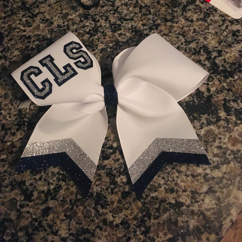 Cheer Bow With Chevron Tails and Outlined Name/fully | Etsy