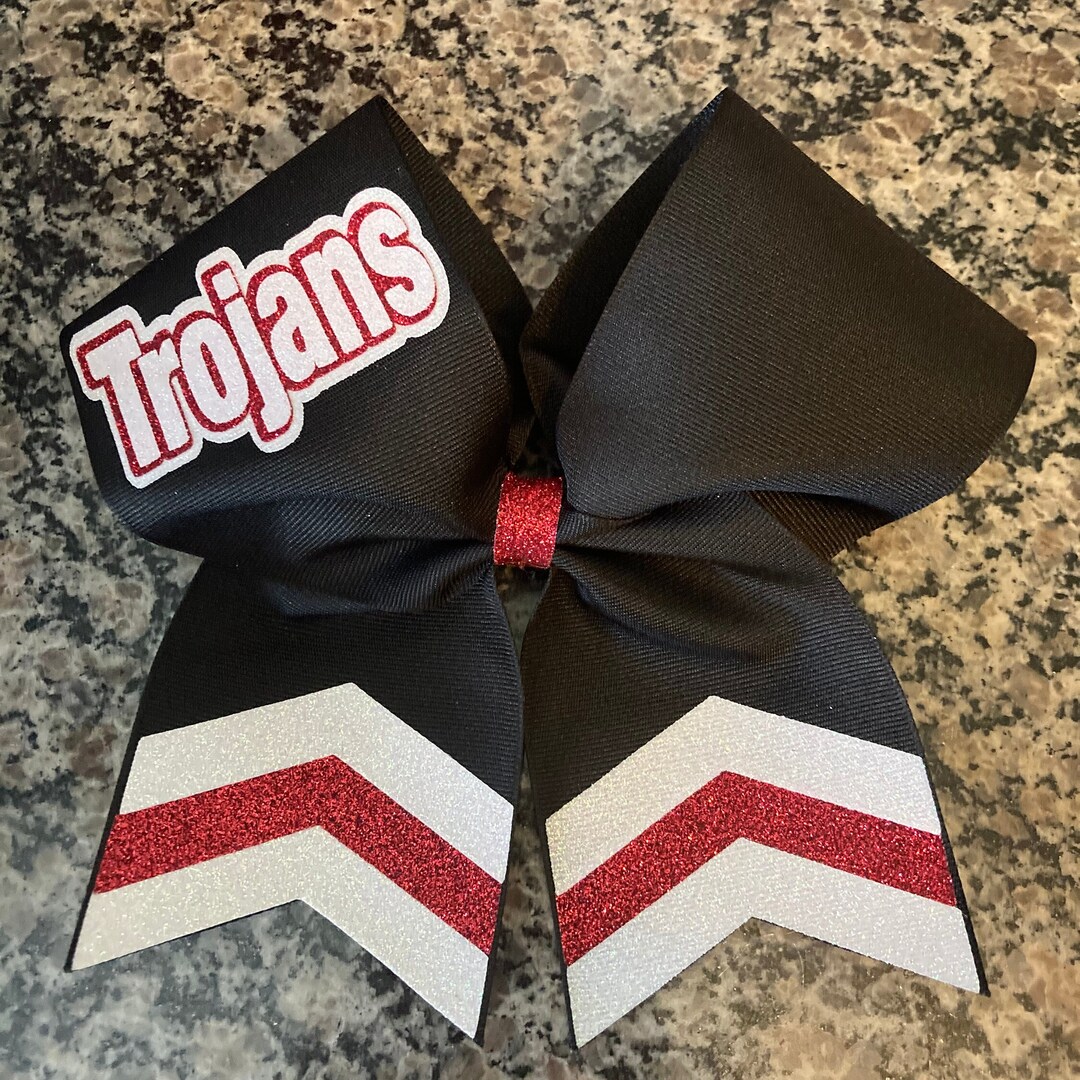 Custom Cheer Bows With Chevron Tails/ Cheap Cheer Bows for Squad. Black ...