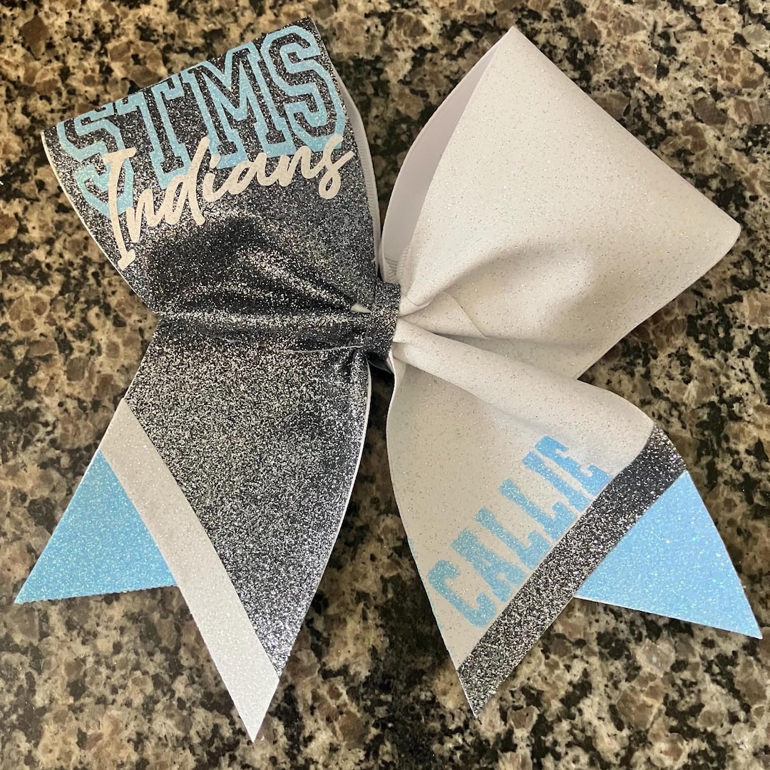 Personalized Cheer Bow – Custom Name Cheerleading Bow, Navy White ...