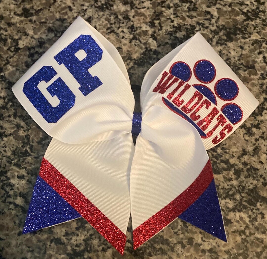 Custom Glitter Cheer Bow With Paw or Logo| Personalized Team Cheerl Bow ...