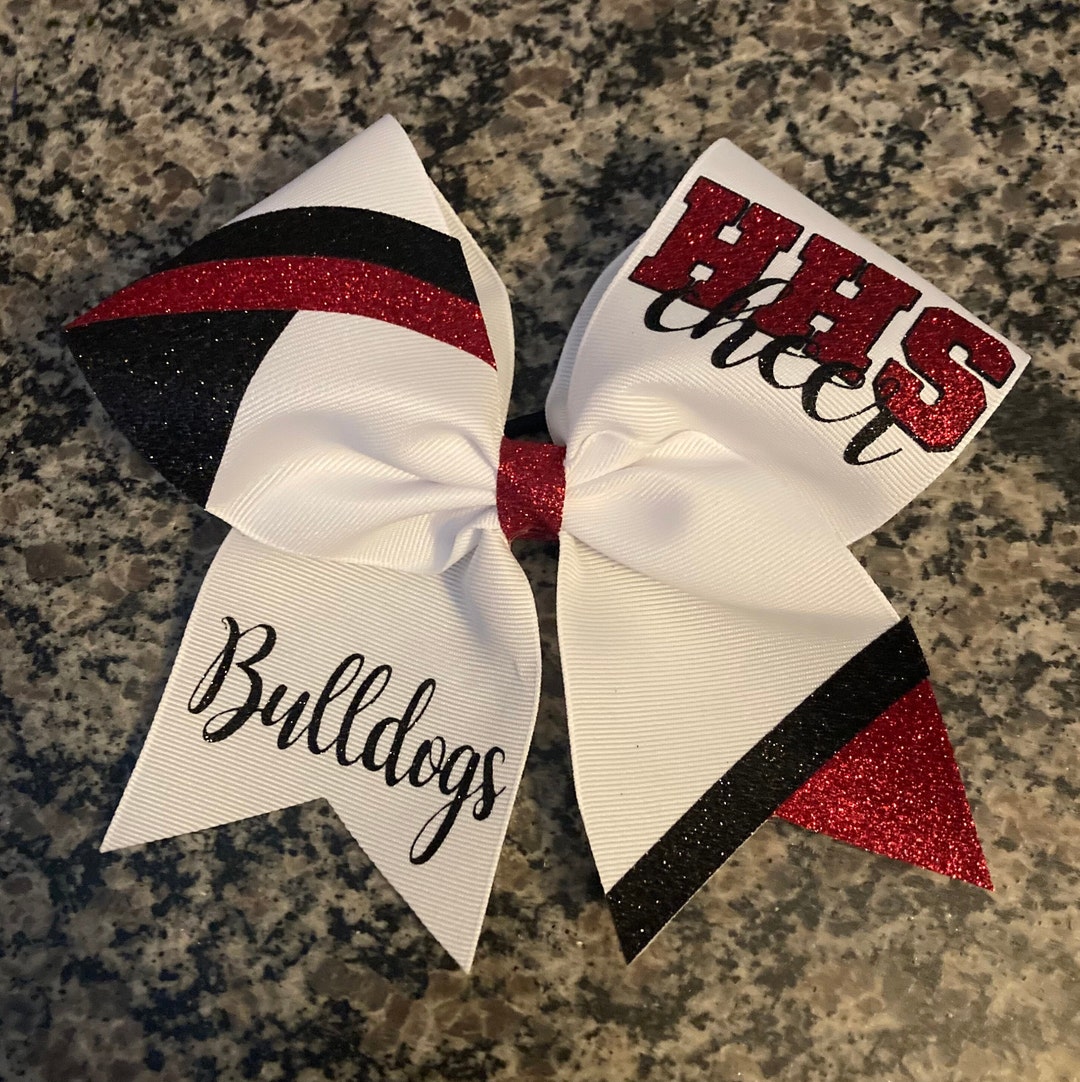 Cheer Bow With Colored Corners, Custom Team Bows, Red Black and White ...