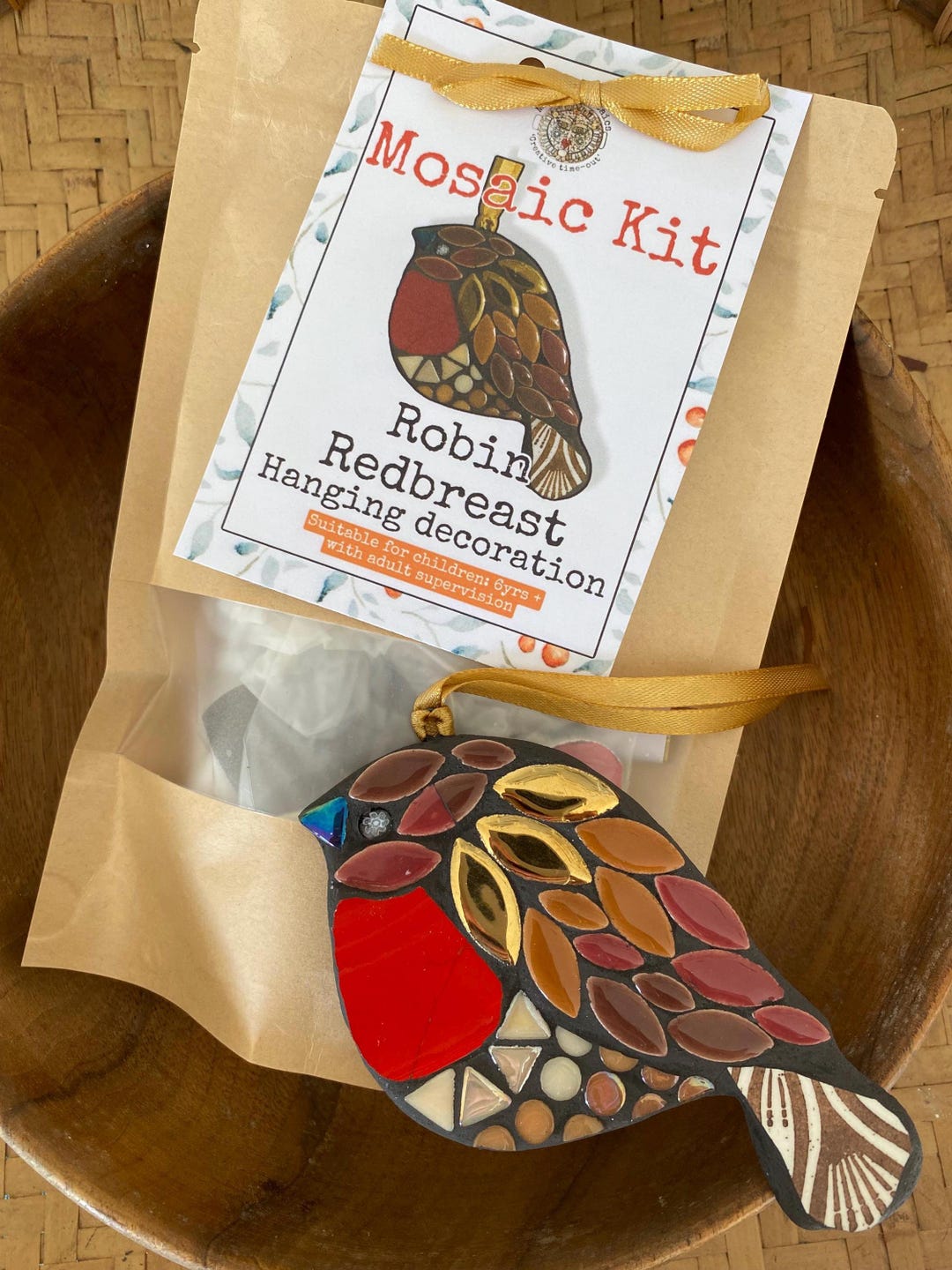 Mosaic Kit Hanging Festive Robin Christmas Bird Decoration Crafty Gift ...