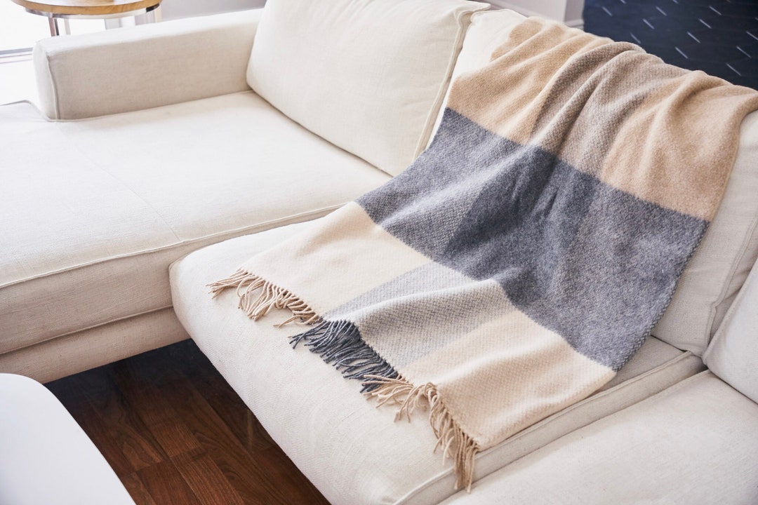 Cashmere Throw Check Merino Wool Throw Blanket Cozy Irish Plaid Blanket ...