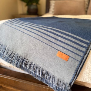 Gray Blue Throw Blanket Solid Farmhouse Throw Blue and Gray Striped ...