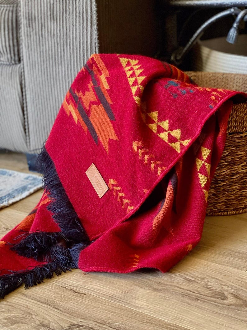 Southwestern Style Blanket Throw | Boho Native American Aztec Design ...