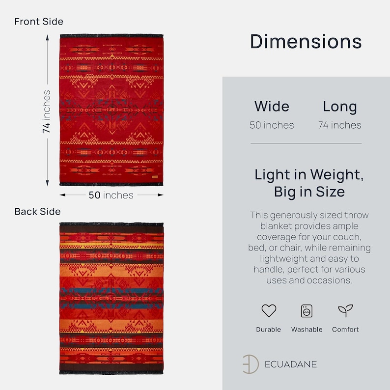 Southwestern Style Blanket Throw | Boho Native American Aztec Design ...