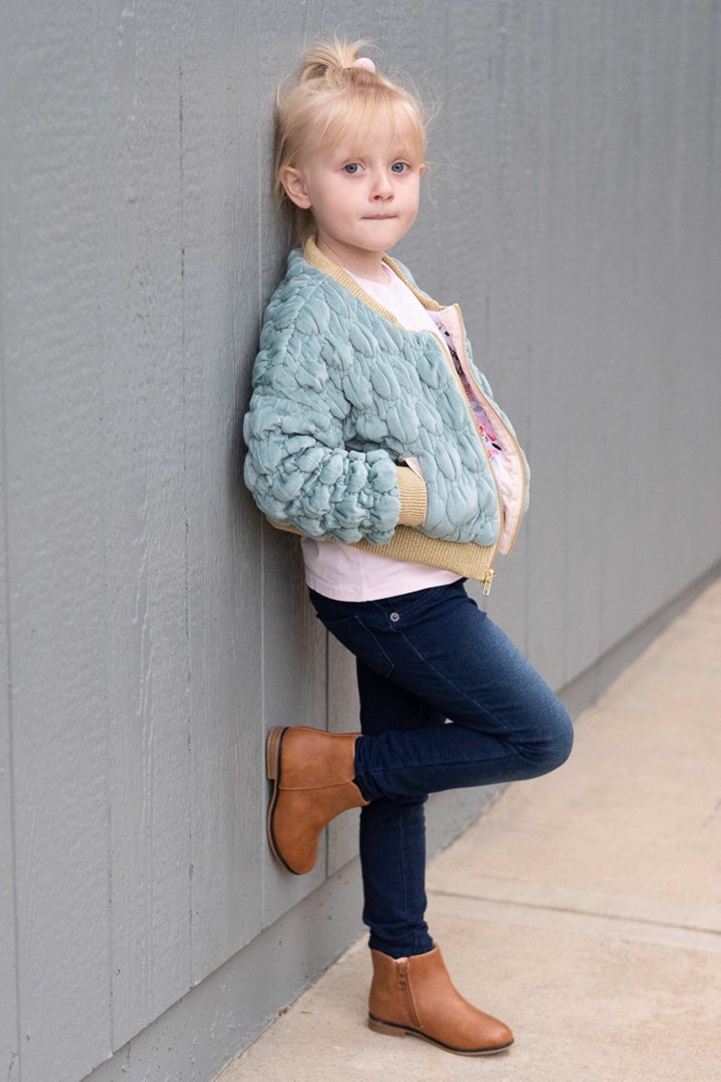 Kids Bomber Jacket PDF Sewing Pattern, Girls Hooded Crop Jacket Pattern ...