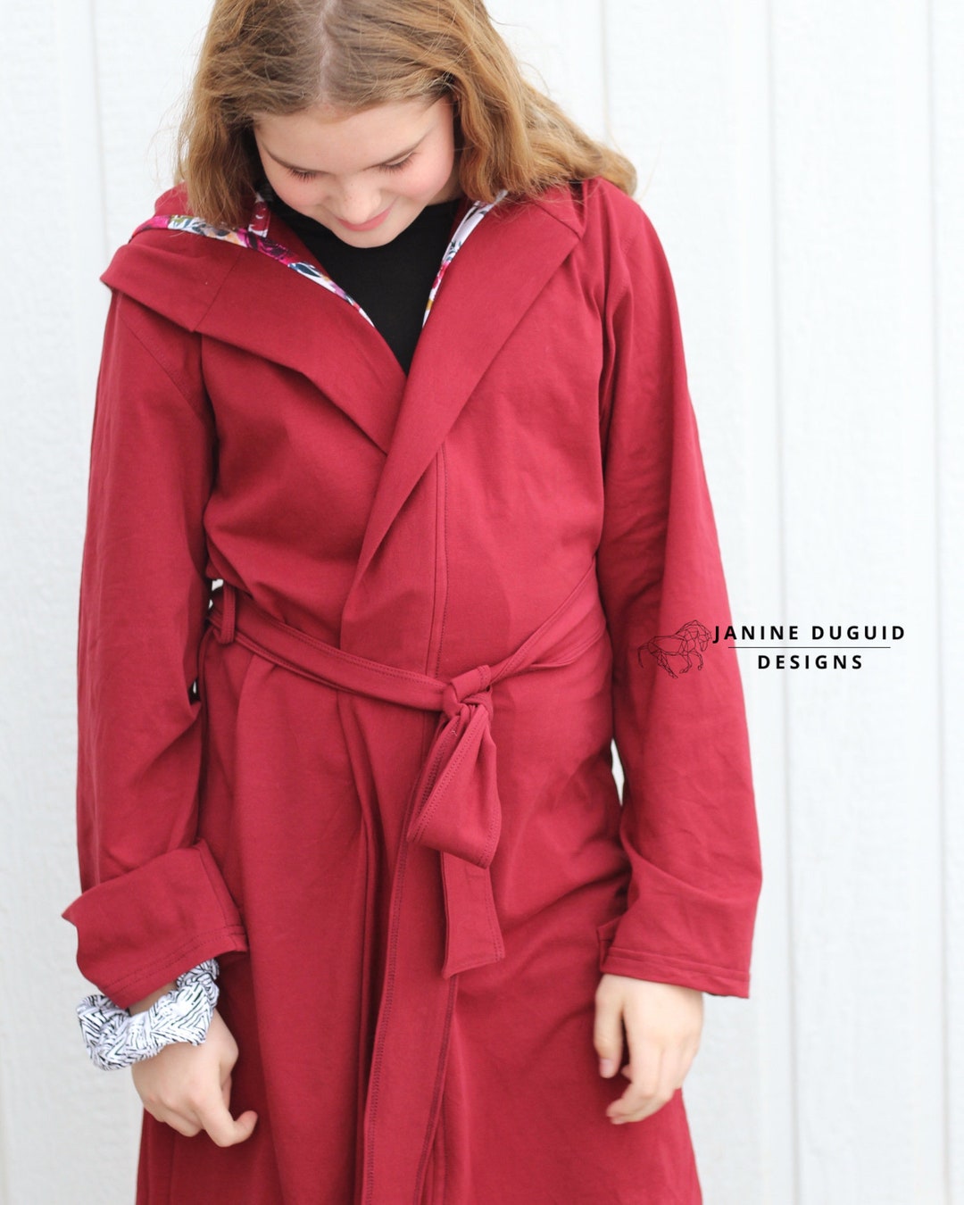 Hooded Bathrobe PDF Sewing Pattern, Fleece/jersey/waffle Knit Housecoat ...