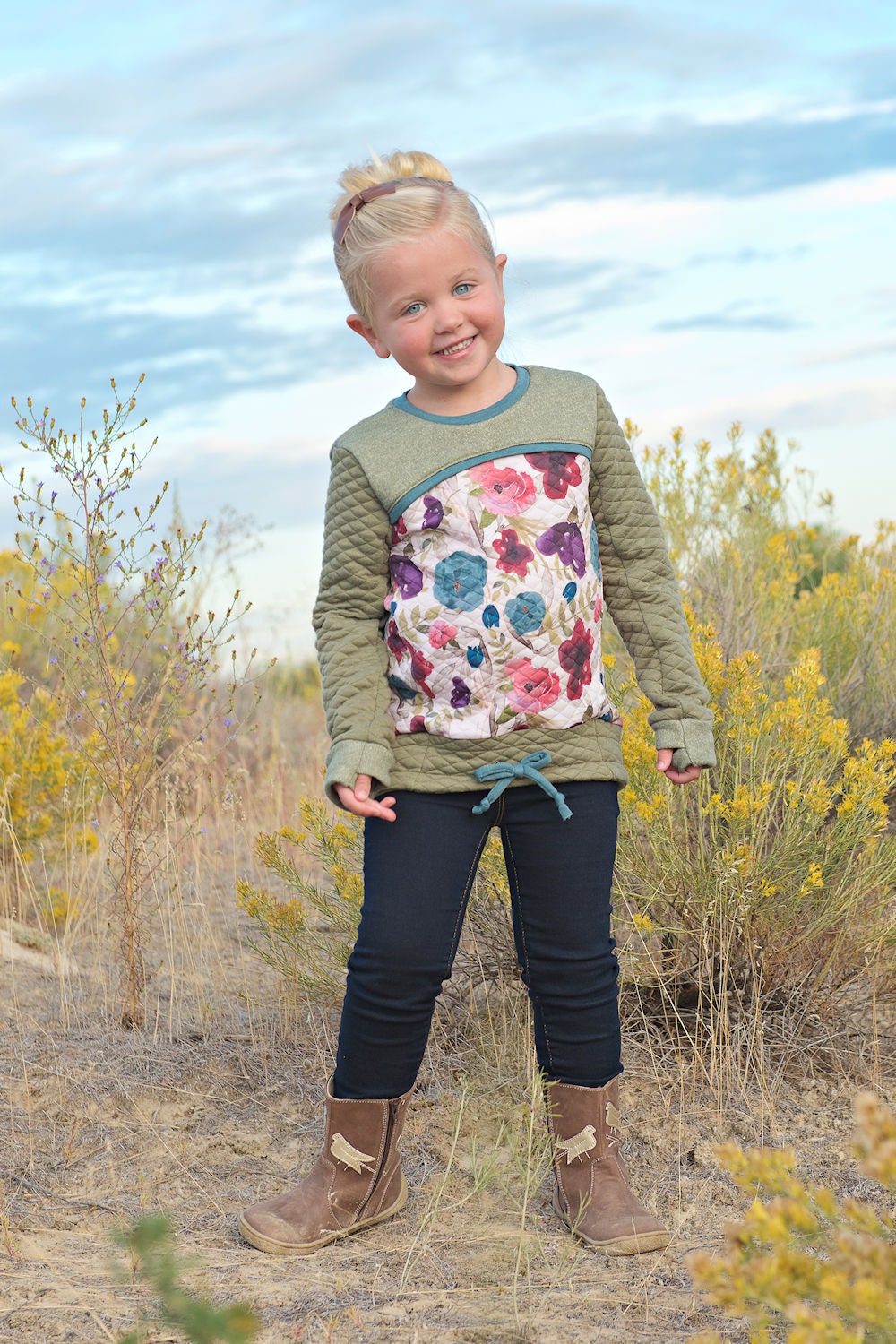 Girls Pullover Hoodie PDF Sewing Pattern, Pieced Sweatshirt With Pocket ...