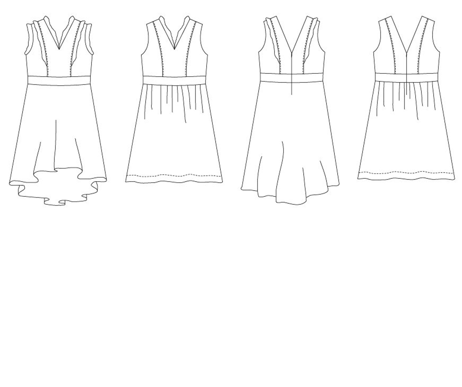 Girls Princess Seam Flounce Dress Sewing Pattern, Flower Girl Party ...