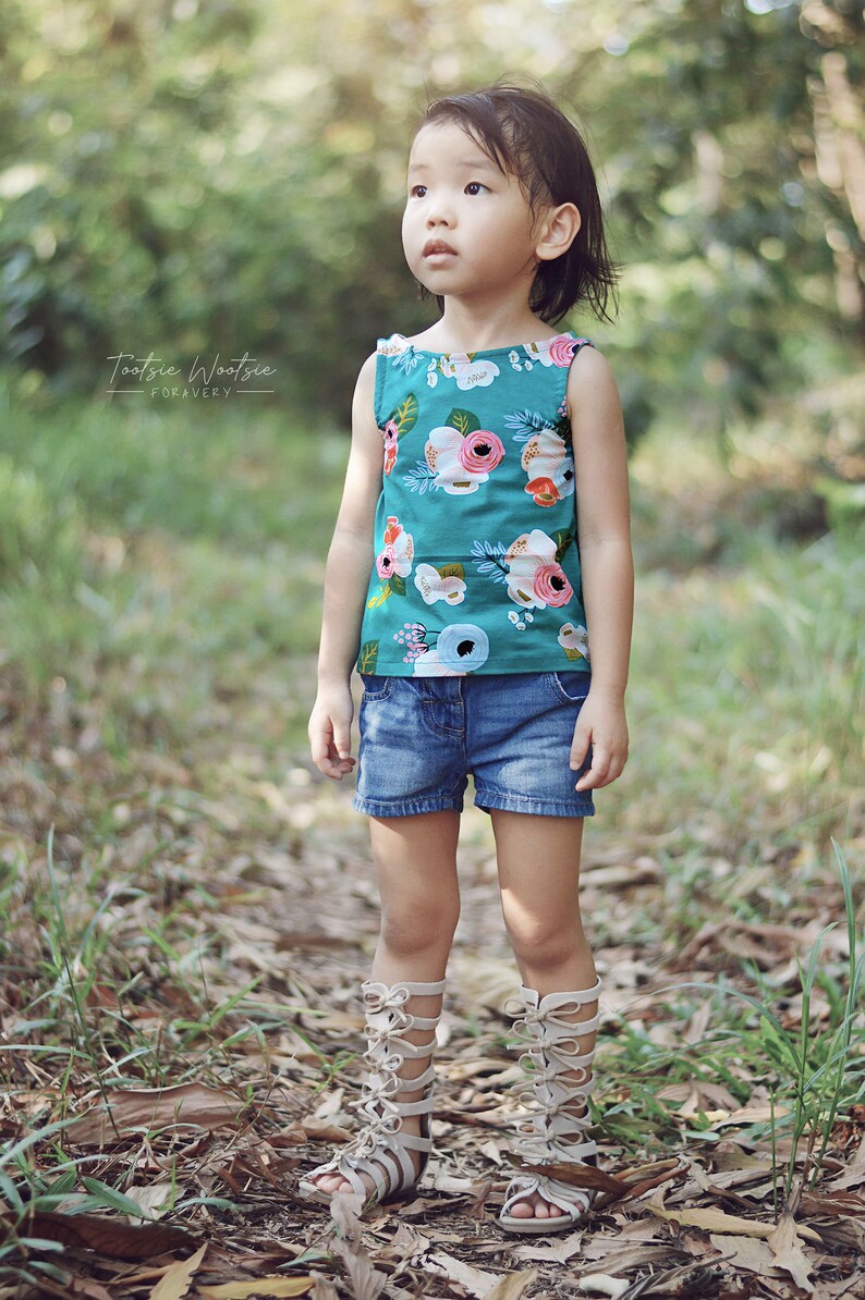 Girls Peplum Tank Top PDF Sewing Pattern, Basic Summer Tank Top Pattern ...