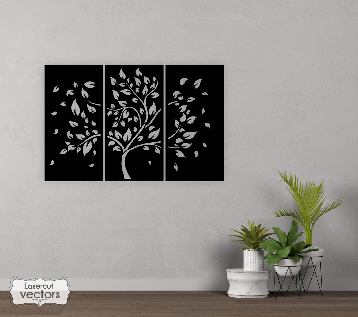 Tree Wall Art Vector Model. Wall Decor- Svg Dxf Files-tree Panel Svg ...