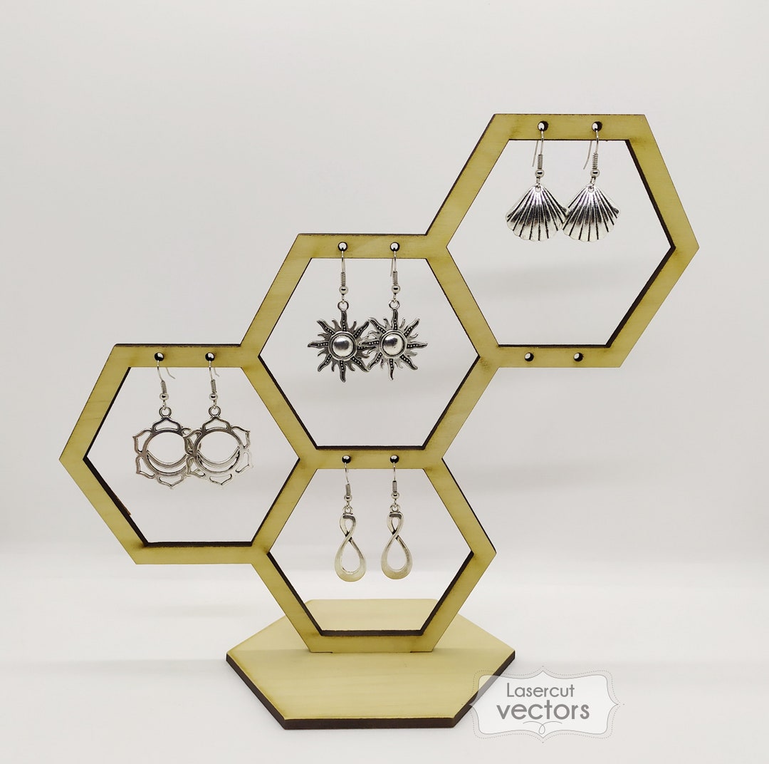 Honeycomb Earring Display SVG File, Stud Holder PDF, Jewelry Organizer ...