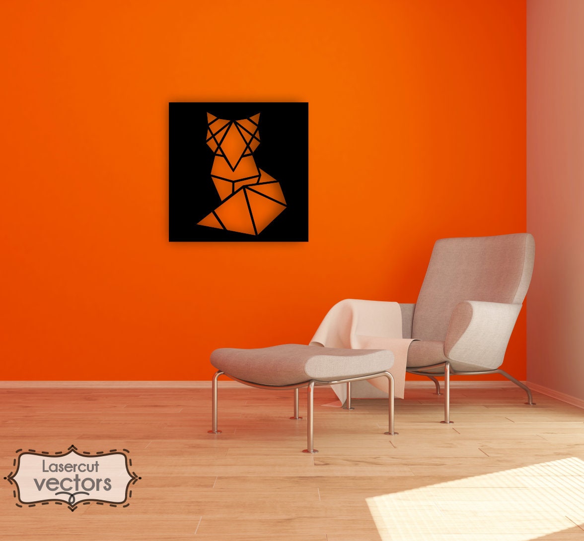 4 models Geometric Fox wall art svg dxf EPSAI. plasma cut | Etsy