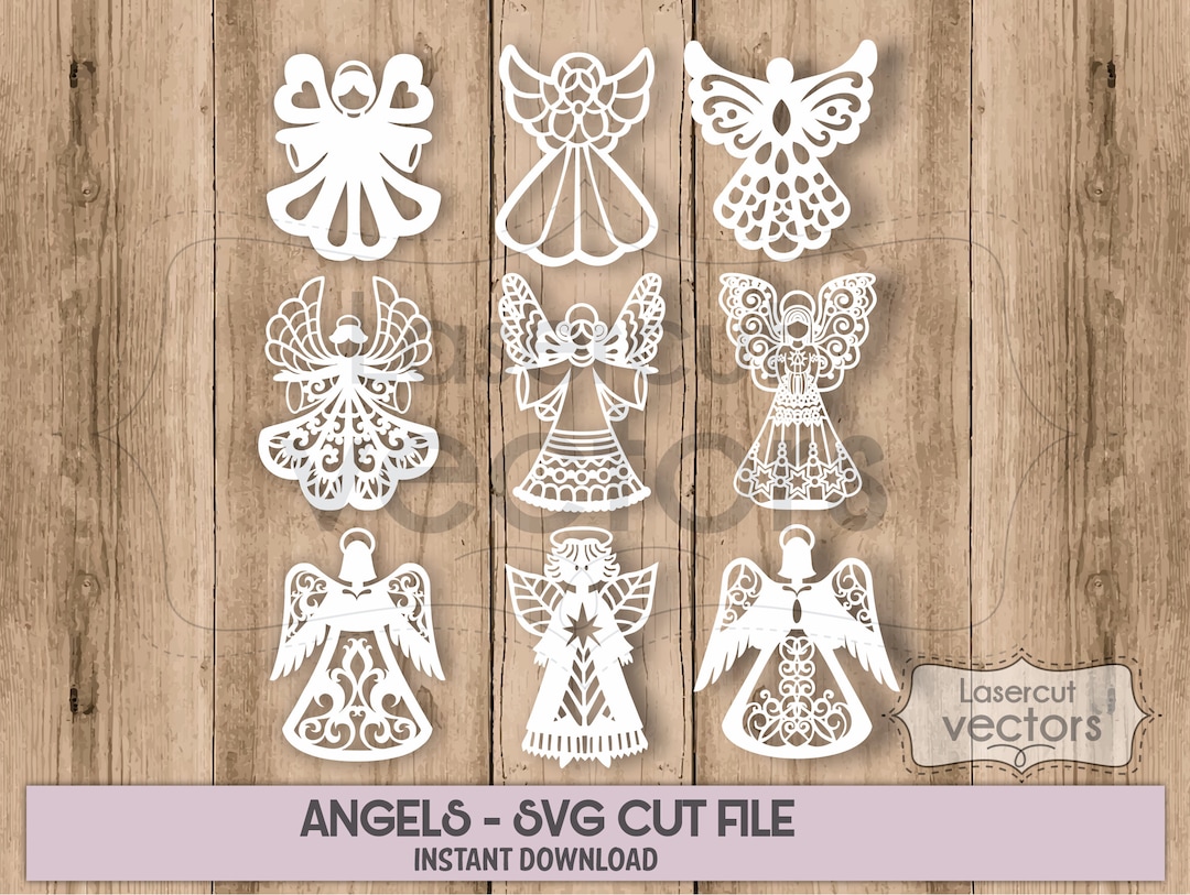 Laser Cut Angels .angel Christmas Ornament SVG Bundle: Laser Cut Tree ...