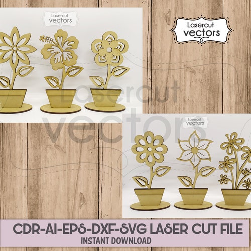 6 Laser Cut SVG DXF Ai Eps Cdr Flowers Models.flowers Home - Etsy