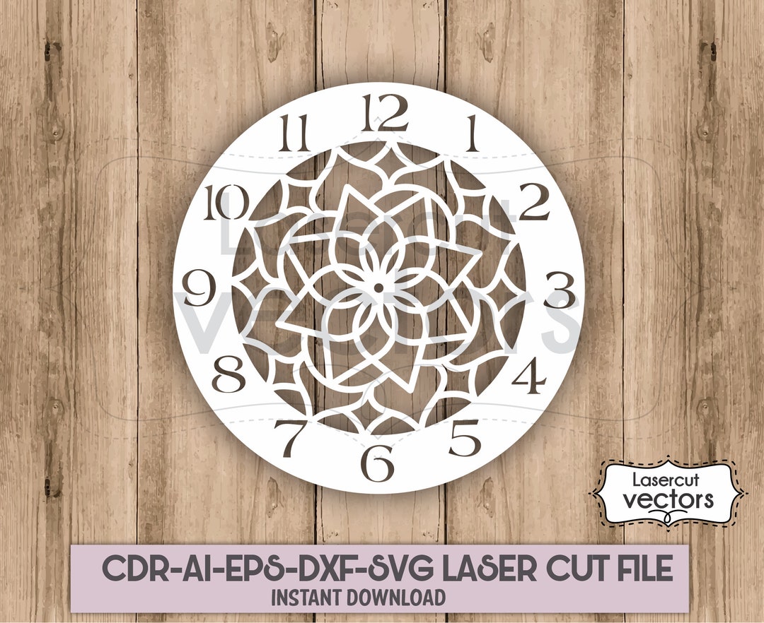 Wall Clock Filigree Mandala Templates Digital Cut Files Svg Dxf Ai Eps ...