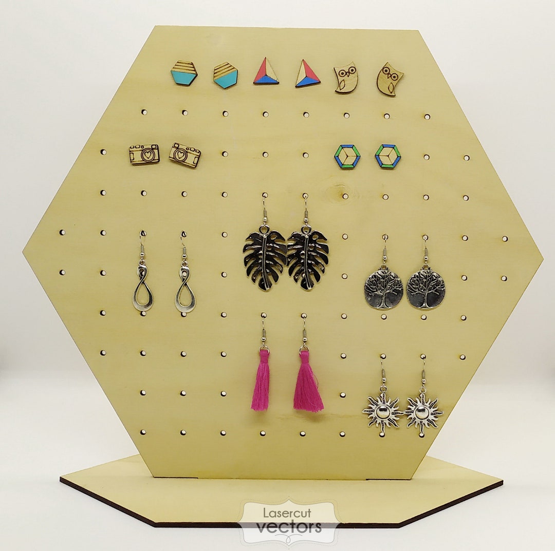 Honeycomb Earring Display SVG File, Stud Holder Dxf, Jewelry Organizer ...