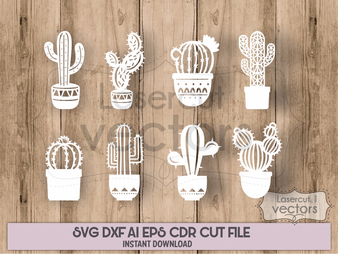 Cactus SVG Bundle, Succulent Clip Art, Plants Vector (digital Download ...